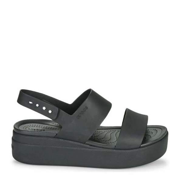 CROCS | Shoes | Crocs Brooklyn Low Wedge Sandal In Black | Poshmark